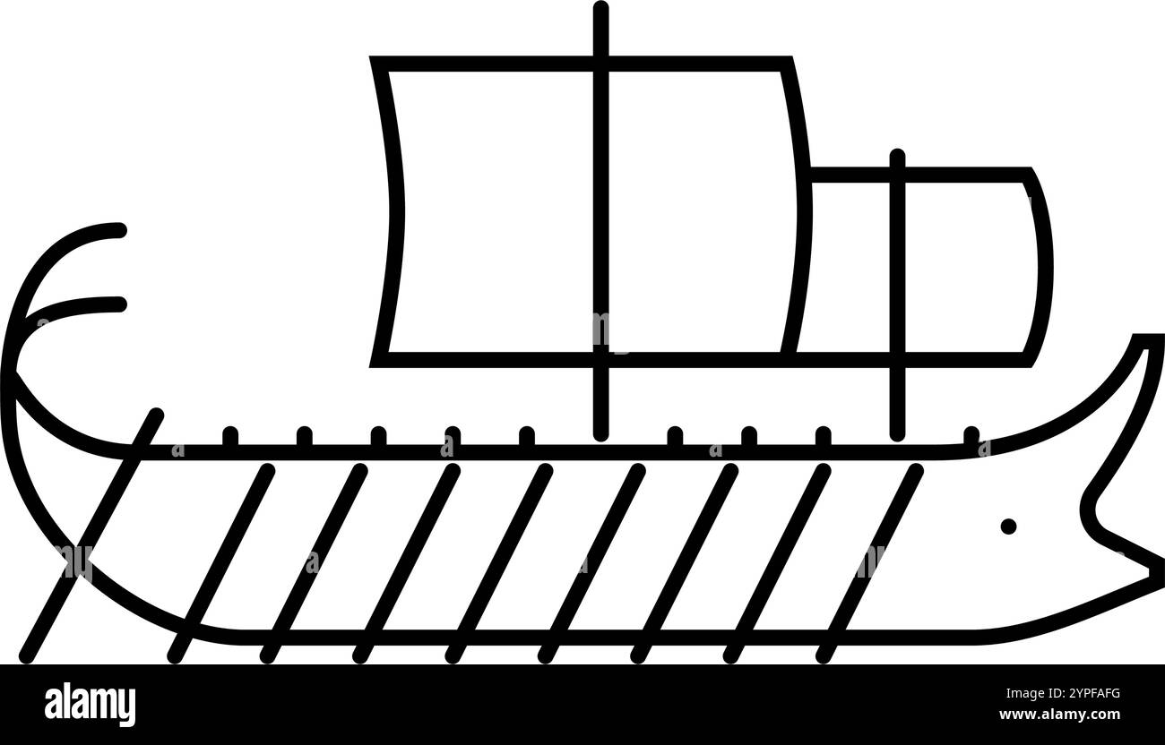 trireme ancient ship line icon vector illustration Stock Vector Image ...