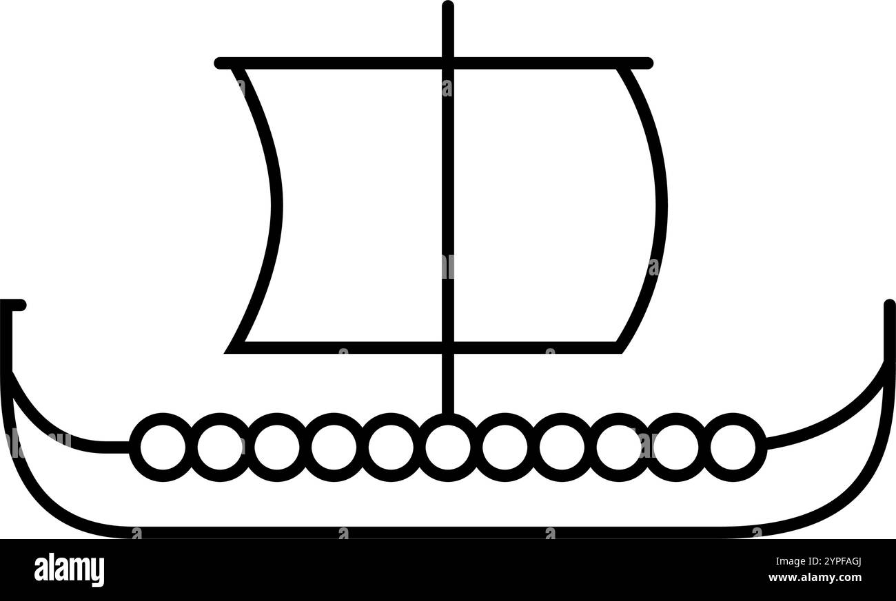 longship ancient ship line icon vector illustration Stock Vector Image ...