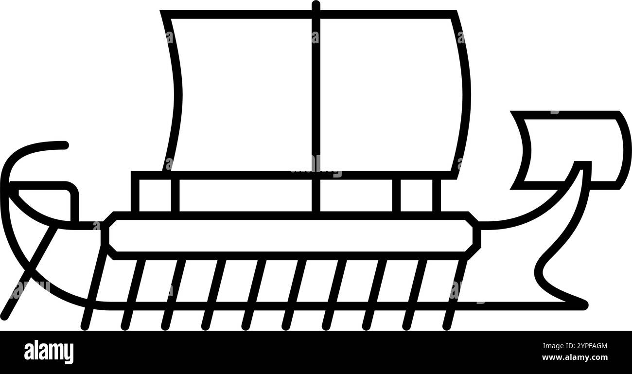 quinquereme ancient ship line icon vector illustration Stock Vector ...