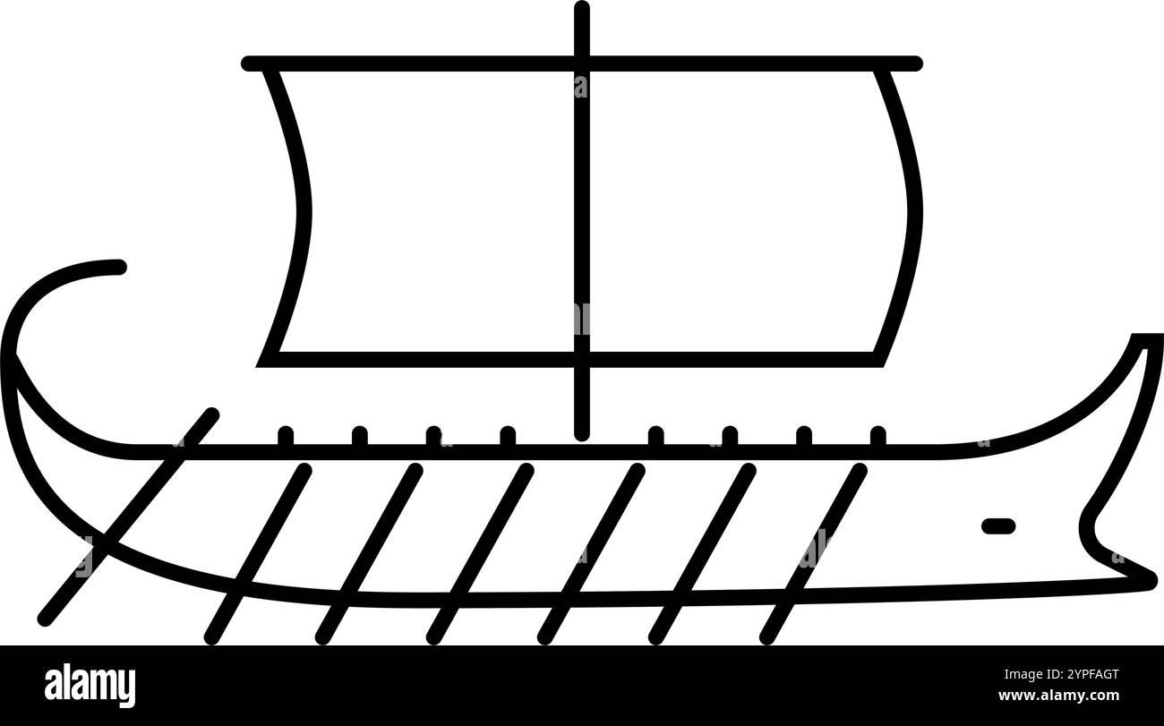 bireme ancient ship line icon vector illustration Stock Vector Image ...