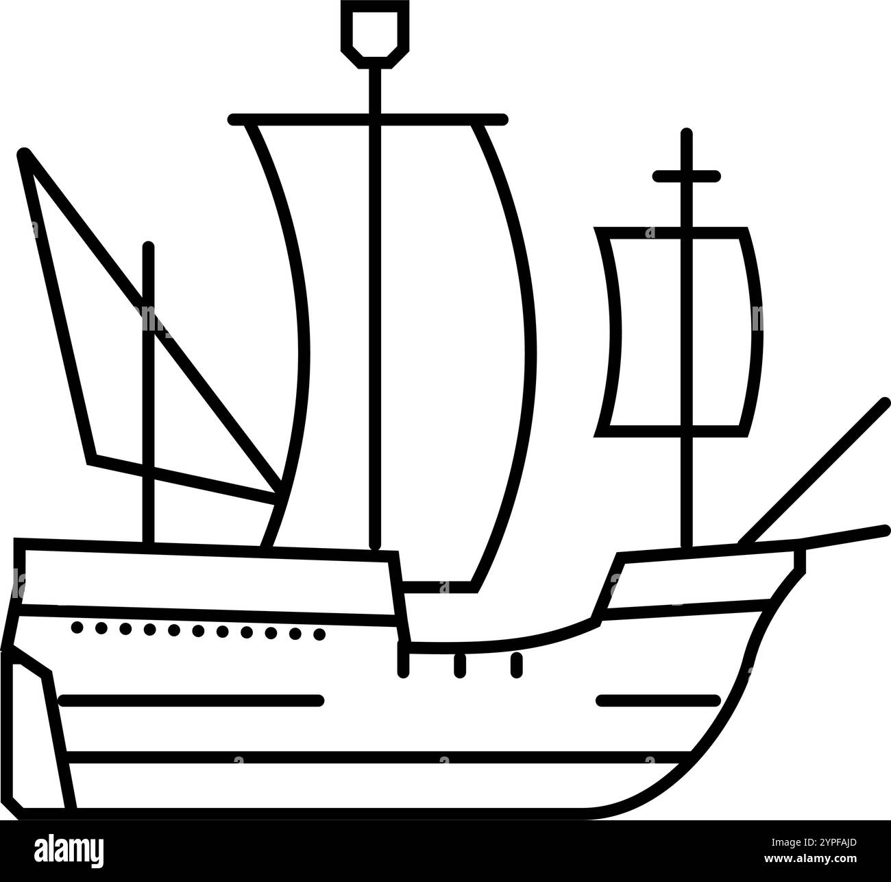 carrack ancient ship line icon vector illustration Stock Vector Image ...