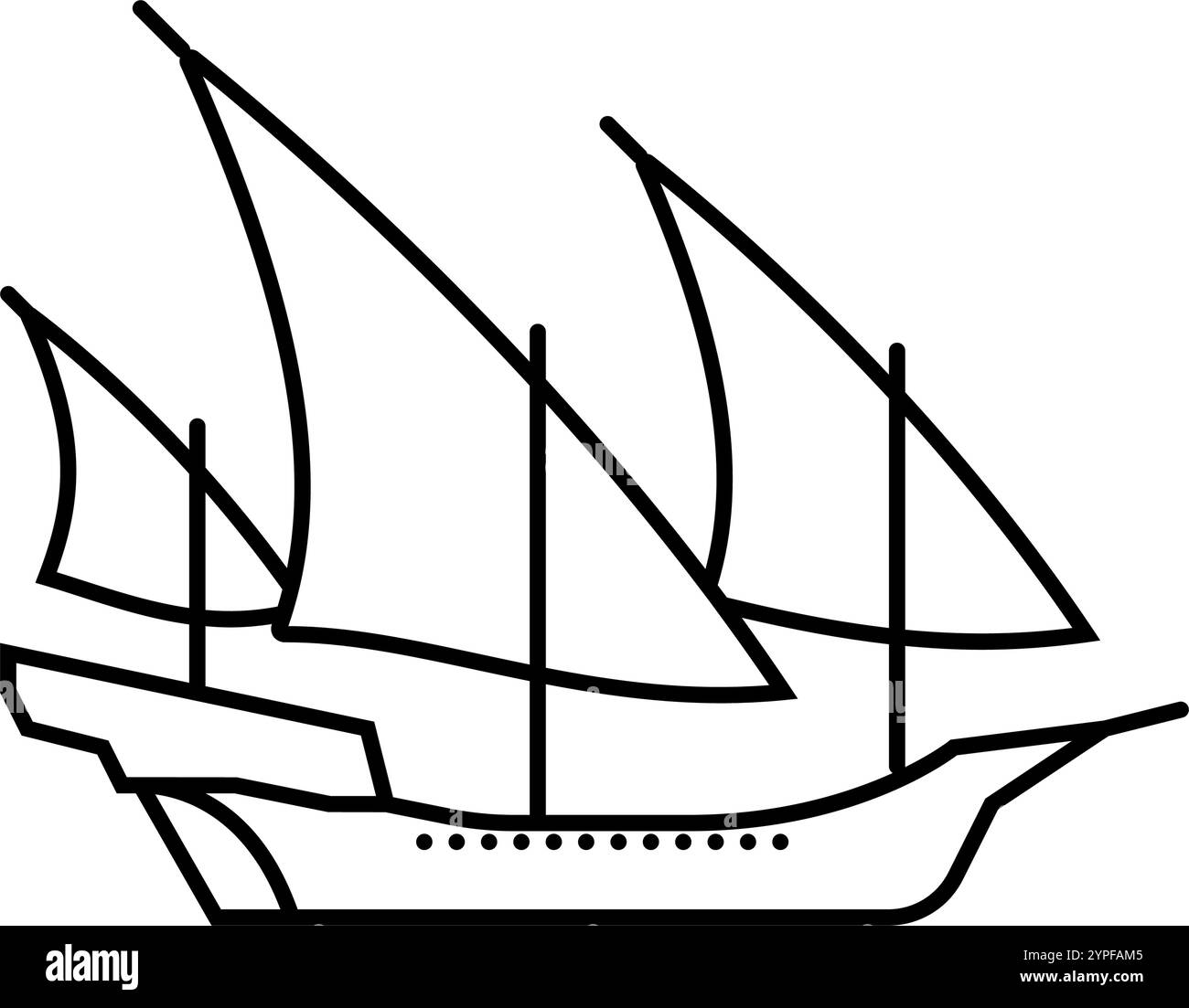 xebec ancient ship line icon vector illustration Stock Vector Image ...