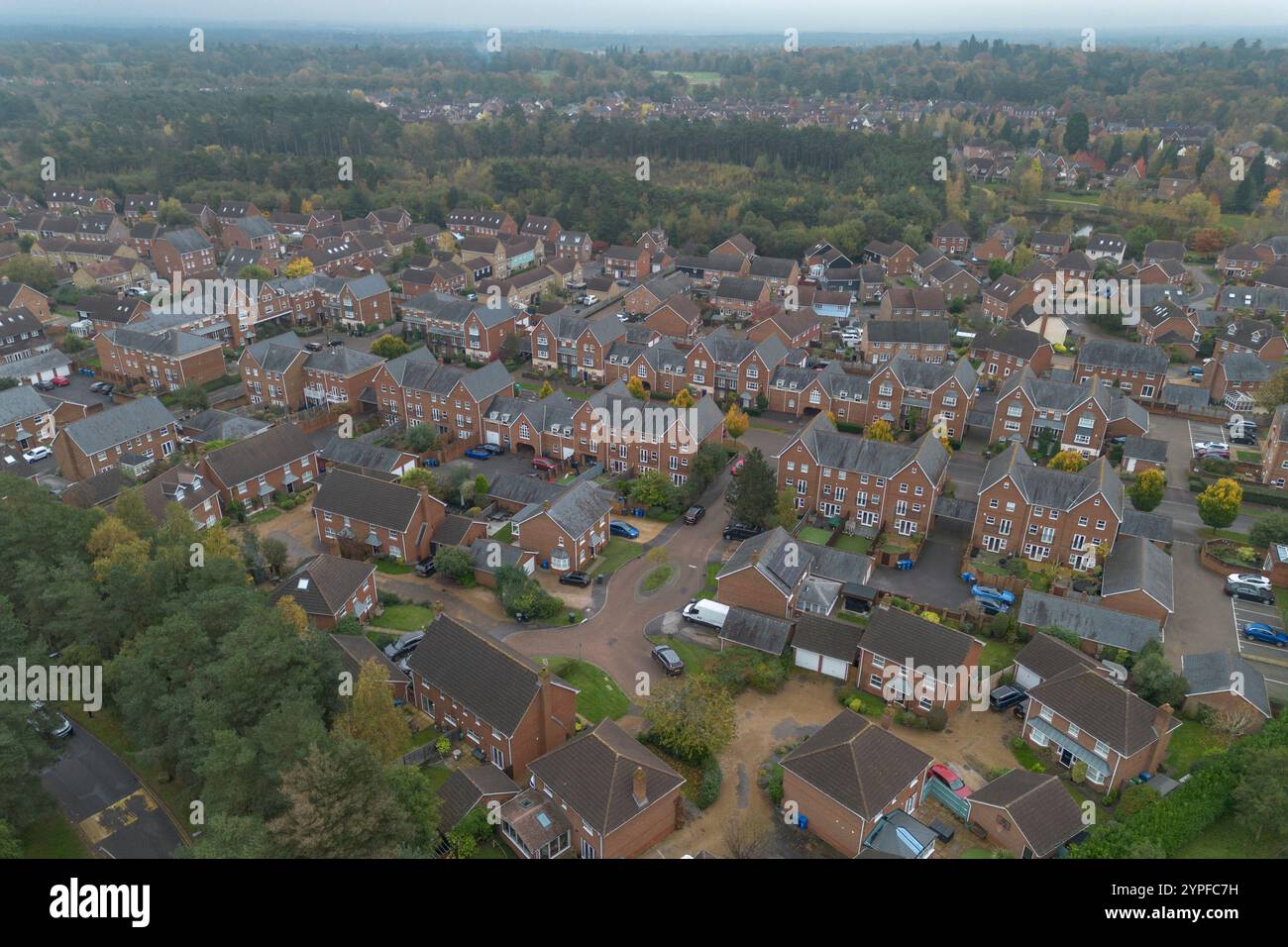 Aerial view of a residential area of northern Fleet, (GU51), Hampshire ...