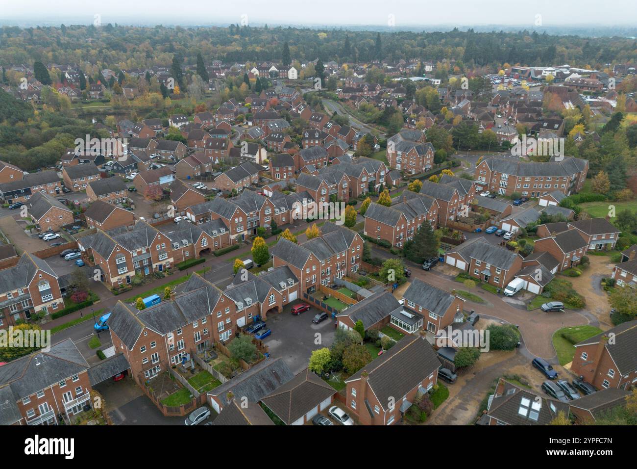 Aerial view of a residential area of northern Fleet, (GU51), Hampshire ...