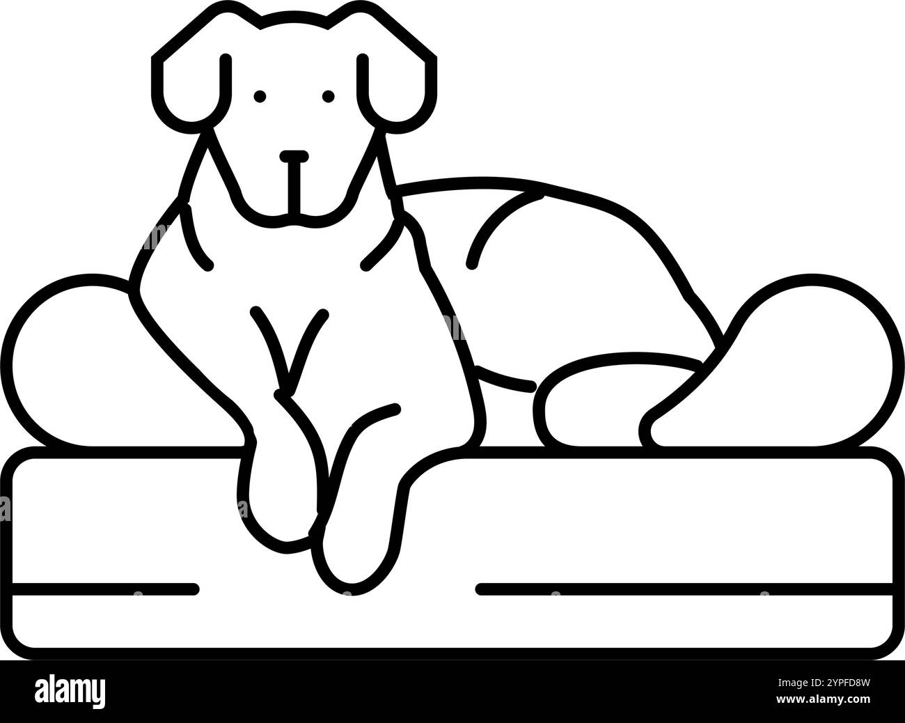 bed dog line icon vector. bed dog sign. isolated contour symbol black ...