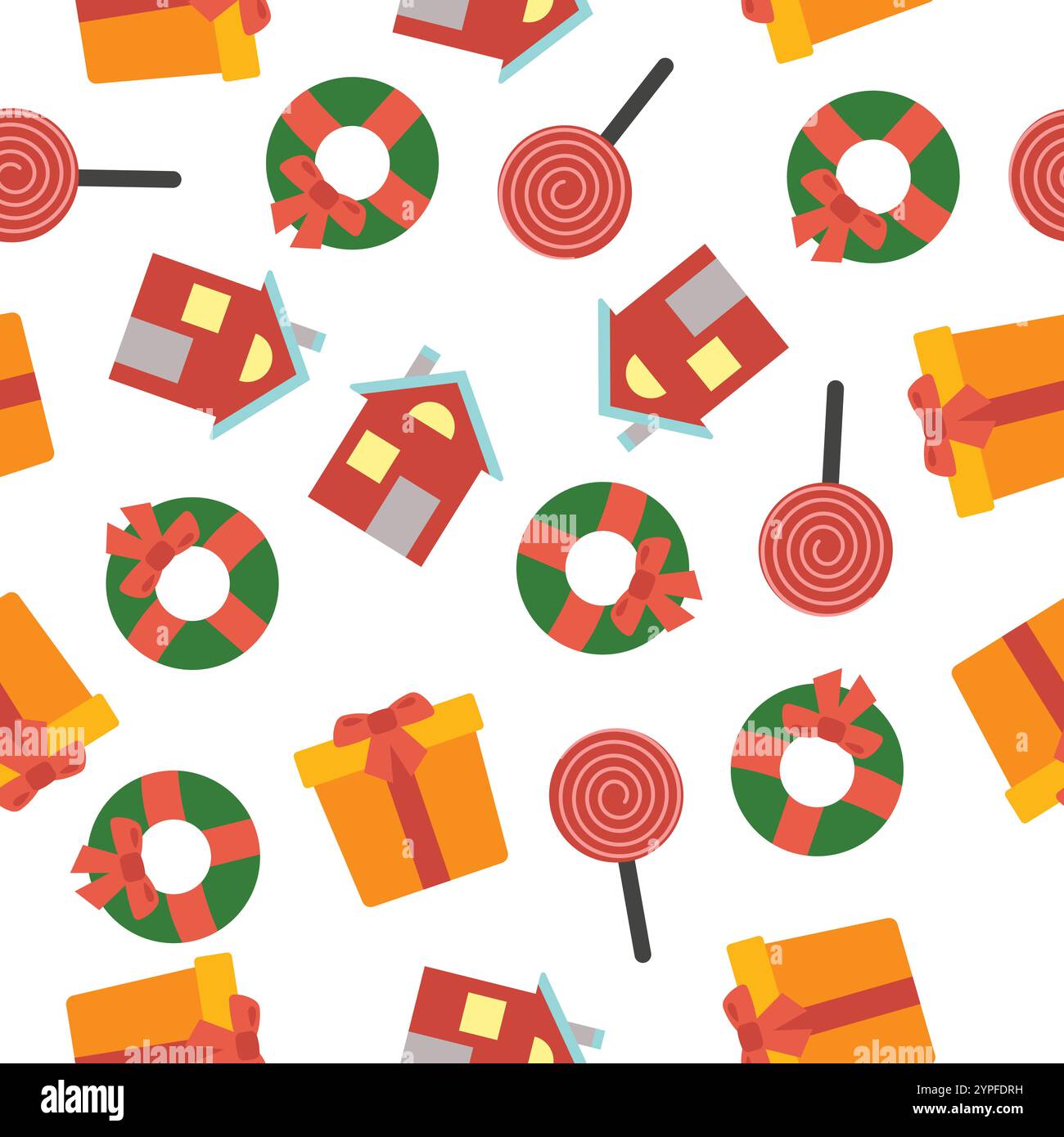 Christmas Seamless Pattern with icons in flat style. Vector ...
