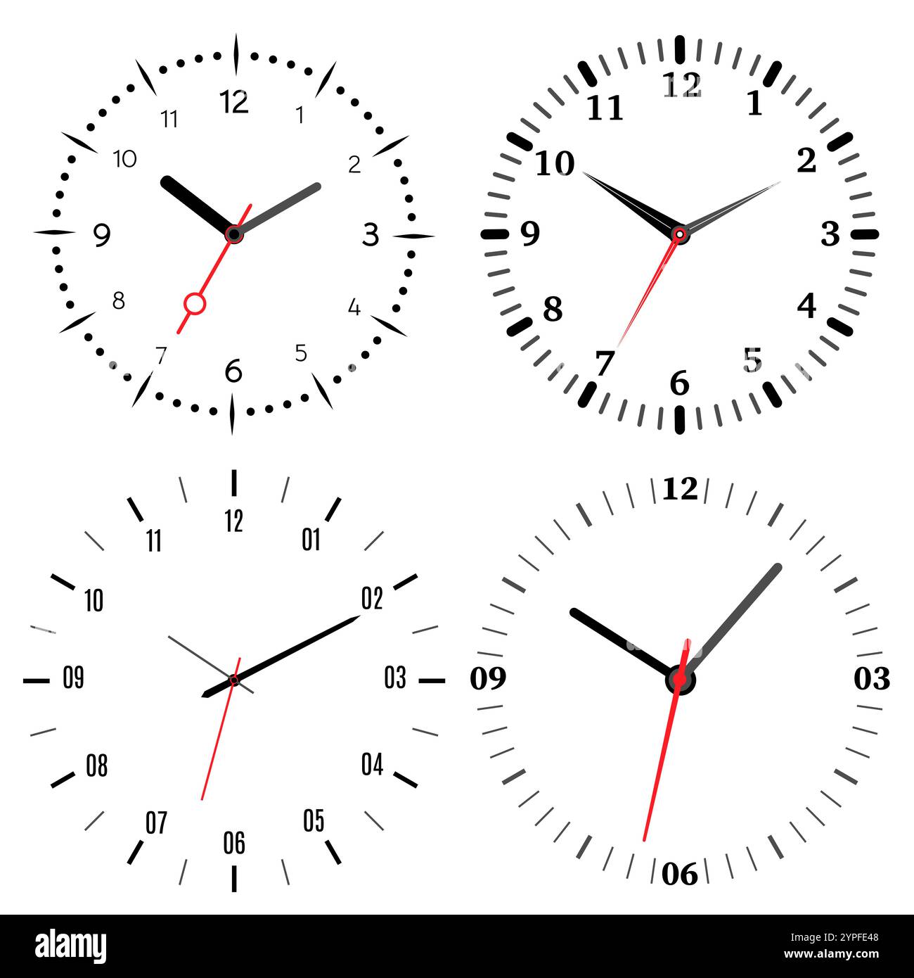 A set of four mechanical clocks. Clock face on white background Stock Vector Image & Art - Alamy
