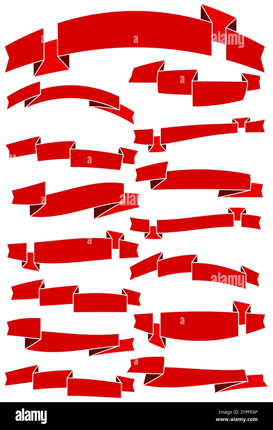 Set of fifteen red cartoon ribbons and banners for web design. Great ...