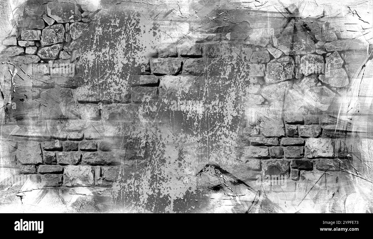 Texture of old brick wall .White grey old wall with shabby damaged ...