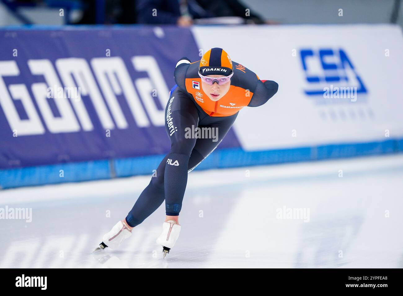 BEIJING, CHINA - NOVEMBER 30: Joy Beune competing on the Women's 3000m during the ISU World Cup ...