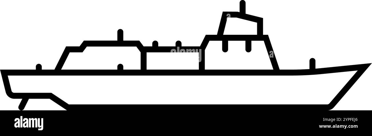 Frigate Ship Line Icon Vector Illustration Stock Vector Image And Art Alamy