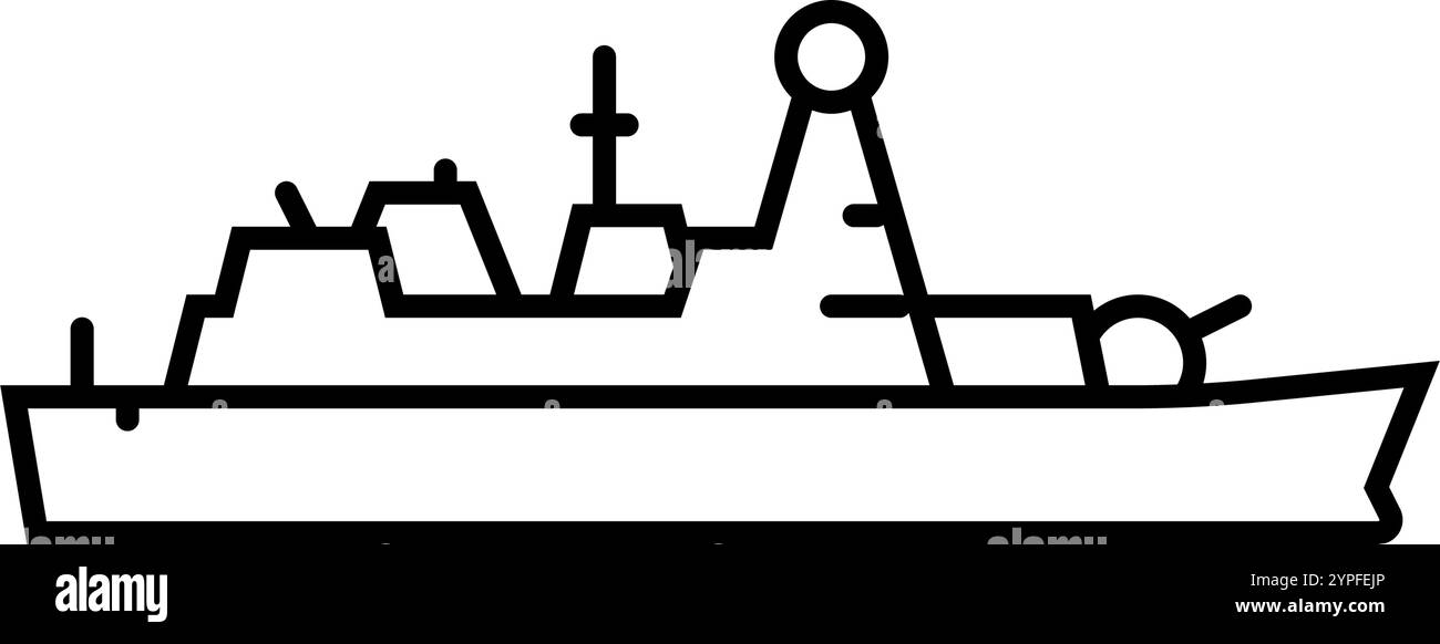 naval destroyer ship line icon vector illustration Stock Vector Image ...