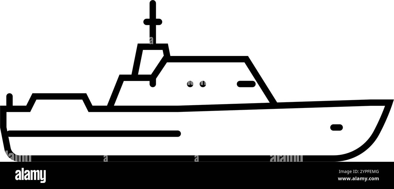patrol boat ship line icon vector illustration Stock Vector Image & Art ...