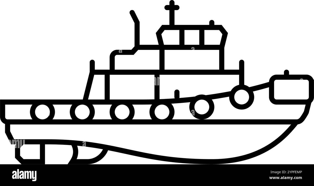 tugboat ship line icon vector illustration Stock Vector Image & Art - Alamy
