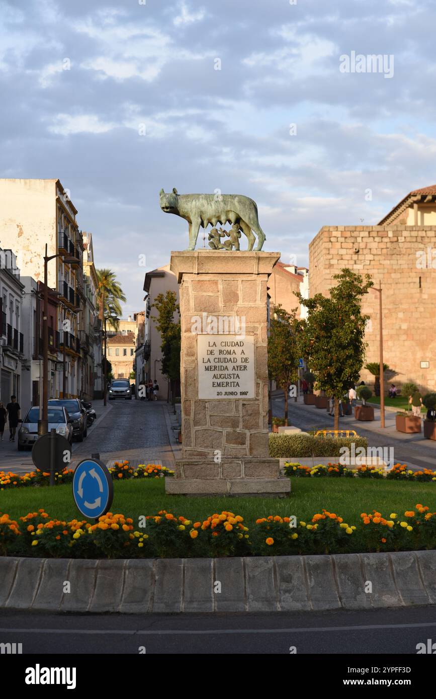 Monument in Merida (Spain) whose inscription means "The city of Rome to ...