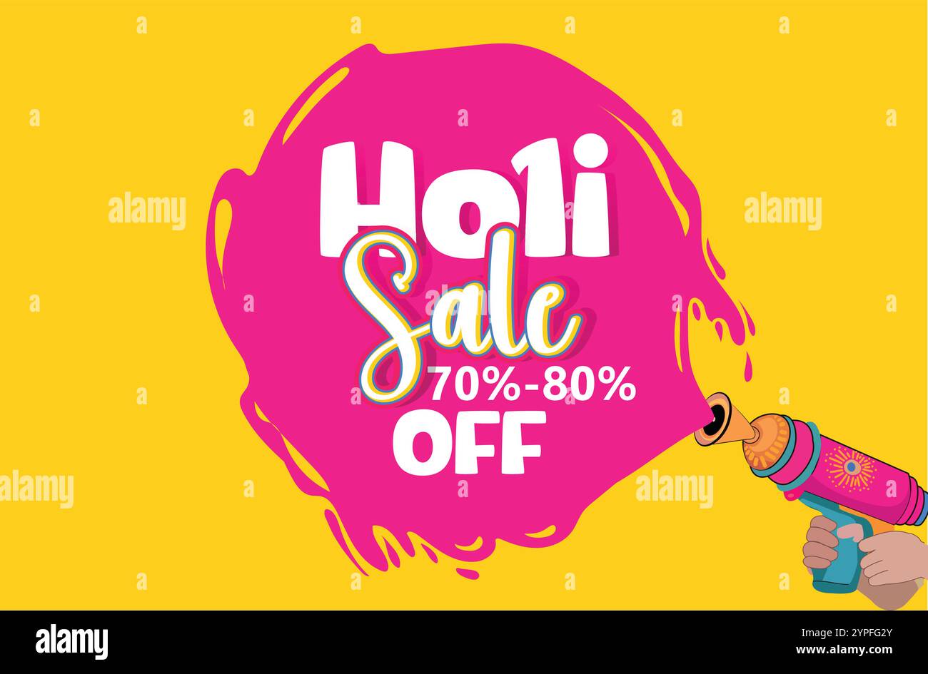 Bright Holi sale advertisement with vibrant colors and a water gun ...