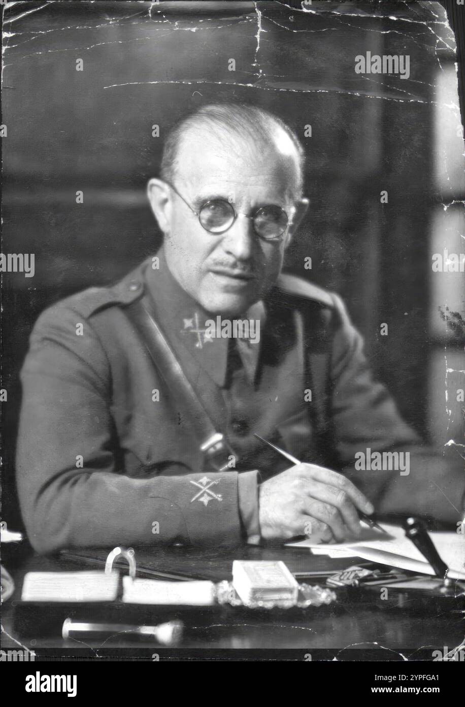 July 1939. The Count of Jordana Posing in his office before the camera ...