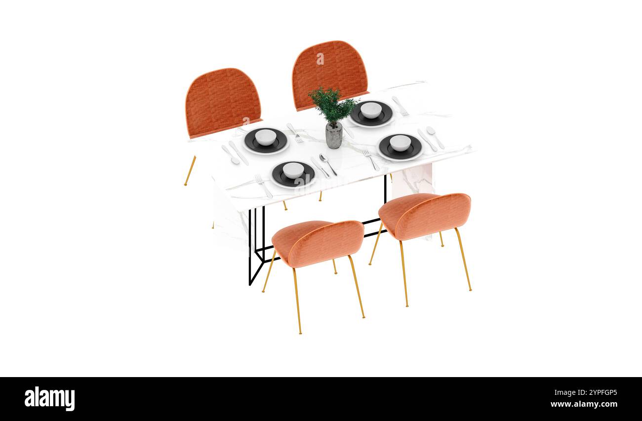 3d rendering white table Cut Out Stock Images & Pictures - Alamy