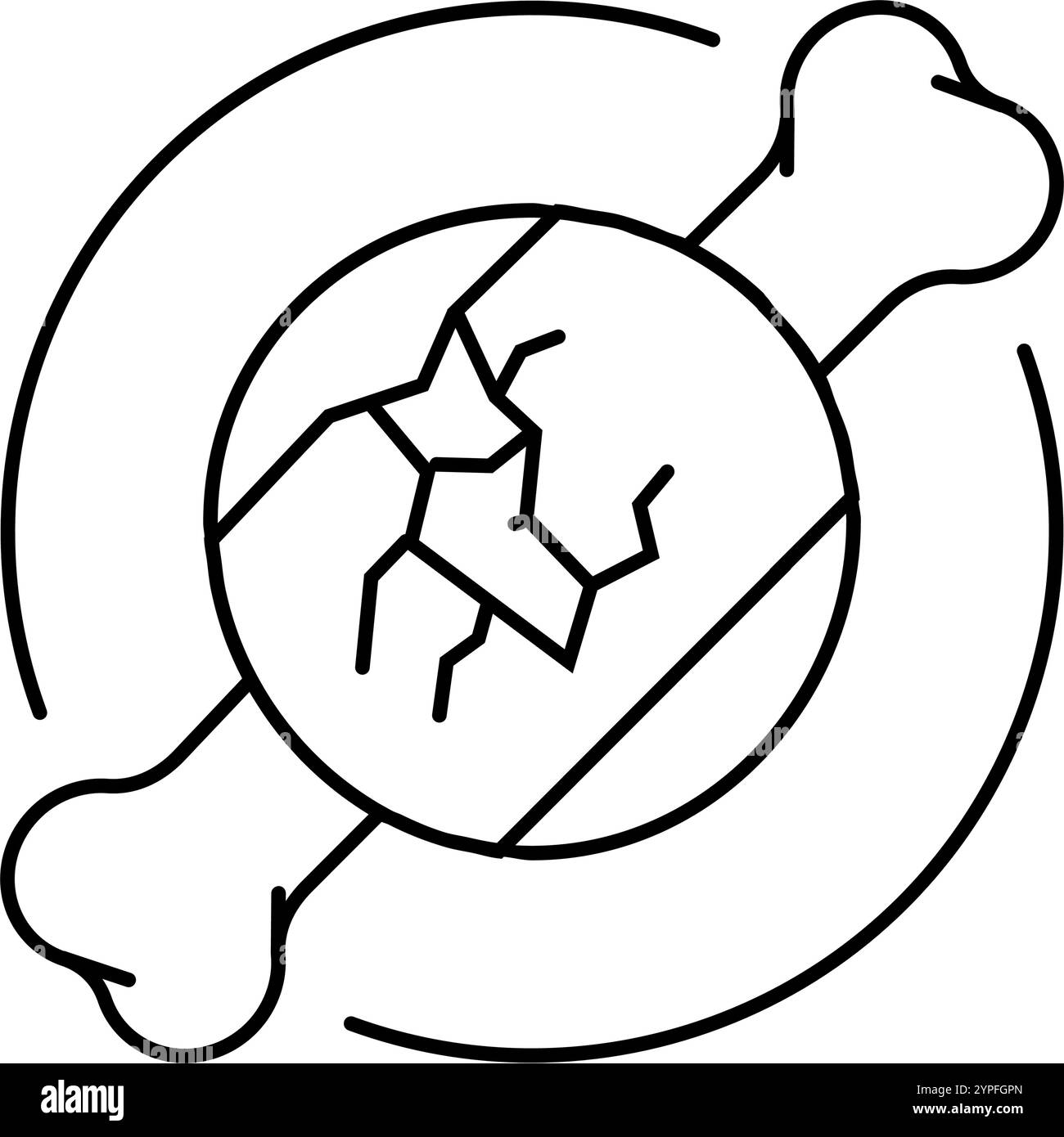 bone crack fracture injury line icon vector illustration Stock Vector ...