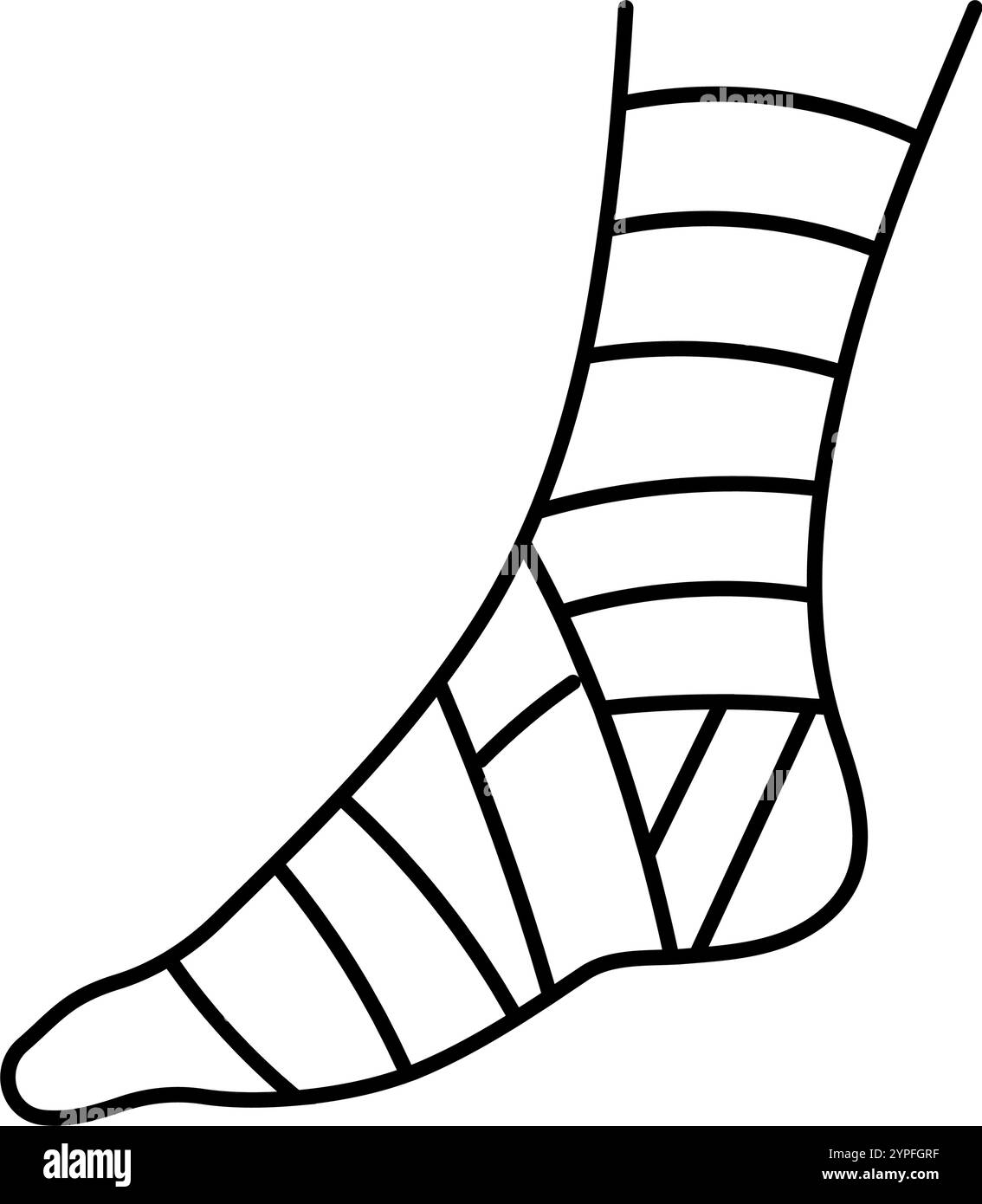 bandaged foot fracture injury line icon vector illustration Stock ...