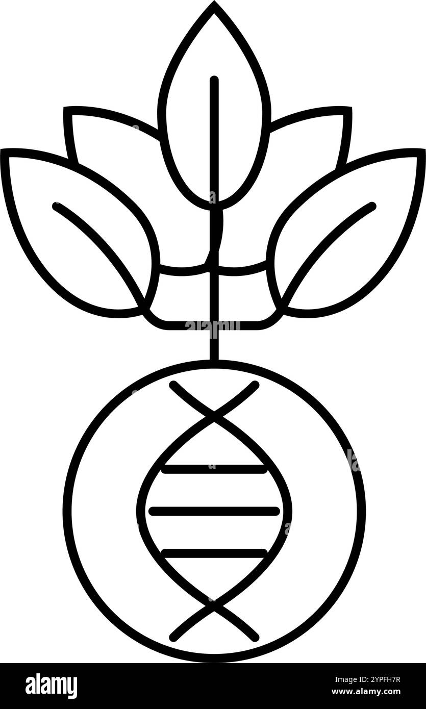 plant with dna genetic engineering line icon vector illustration Stock ...