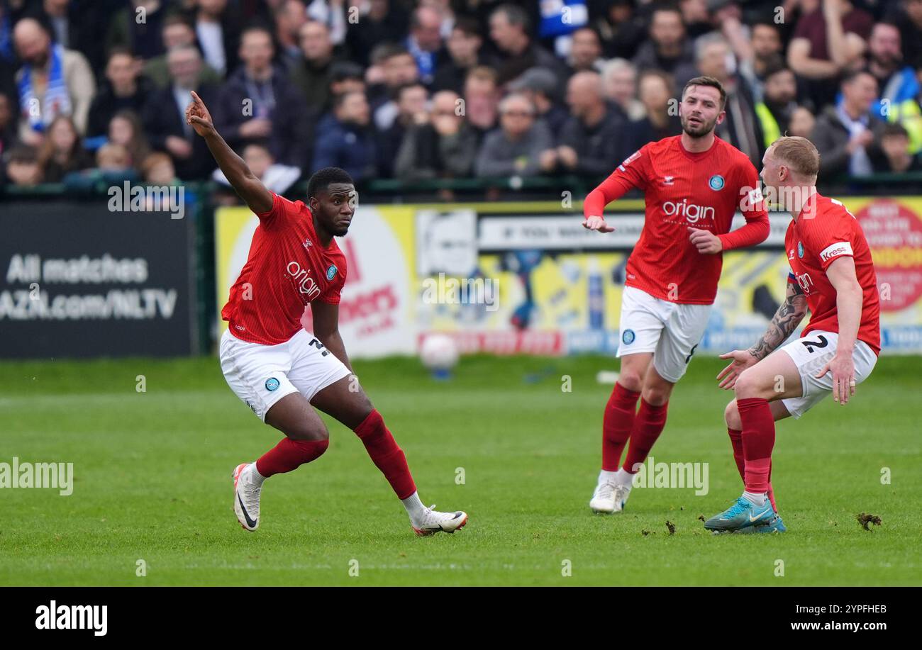Wycombe Wanderers' Beryly Lubala (left) celebrates scoring their side's ...