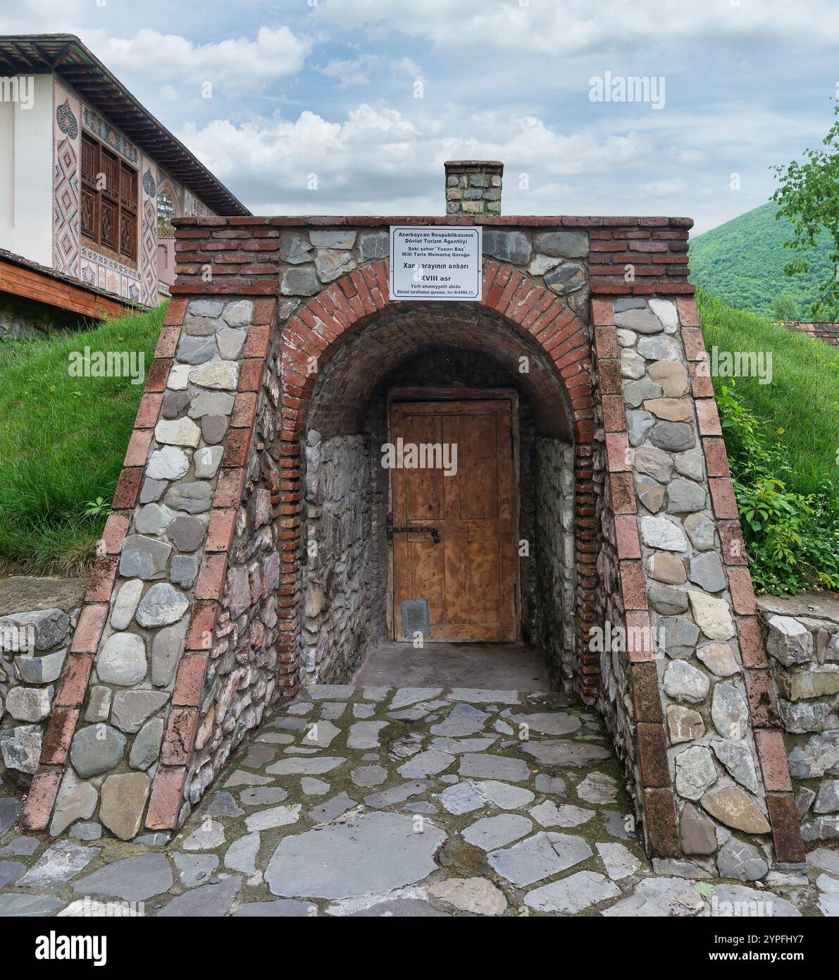 Historic warehouse entrance of Khan's palace in Shaki features rustic ...