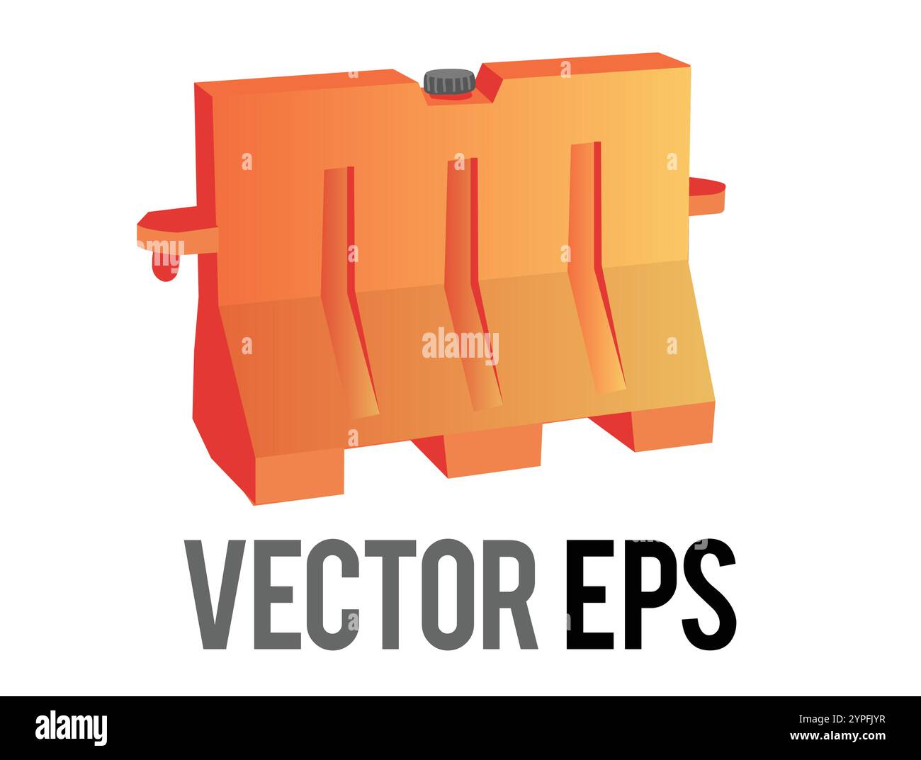 The isolated gradient orange plastic traffic protective and water ...