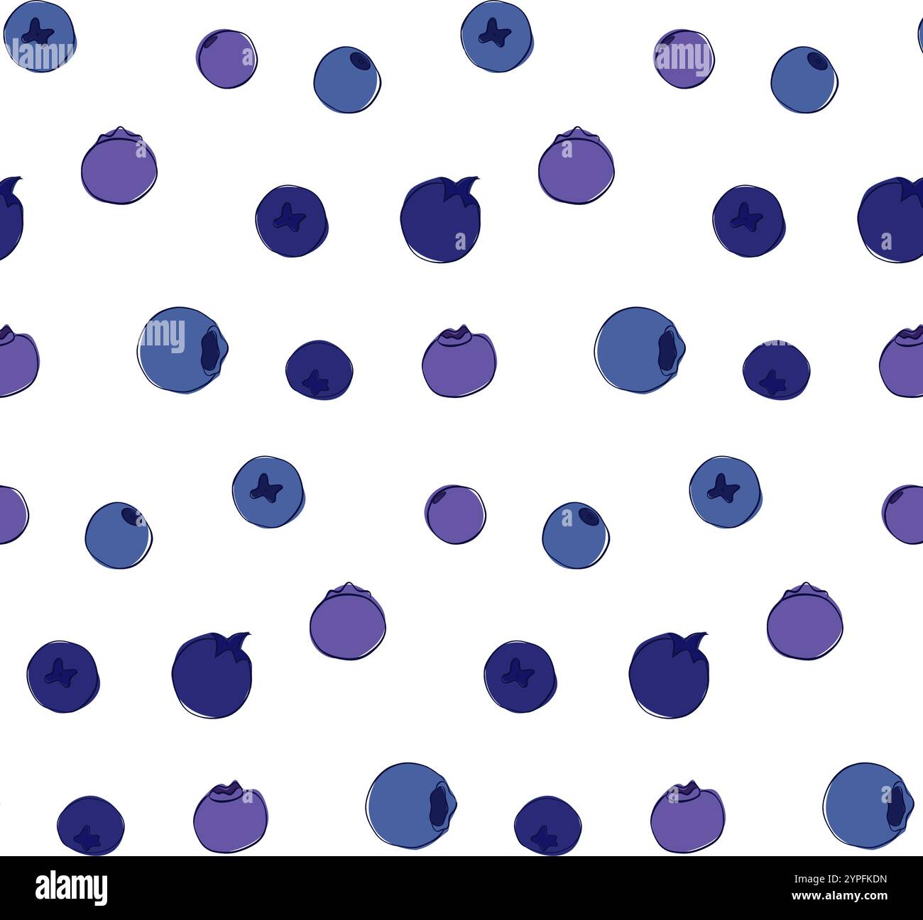 Vector seamless pattern with summer blueberry. graphic line ...