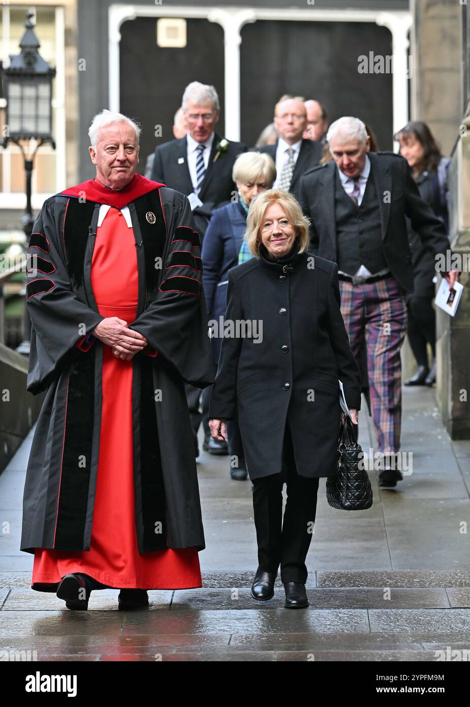 Alex Salmond's widow Moira Salmond is accompanied by Rev Dr George J ...