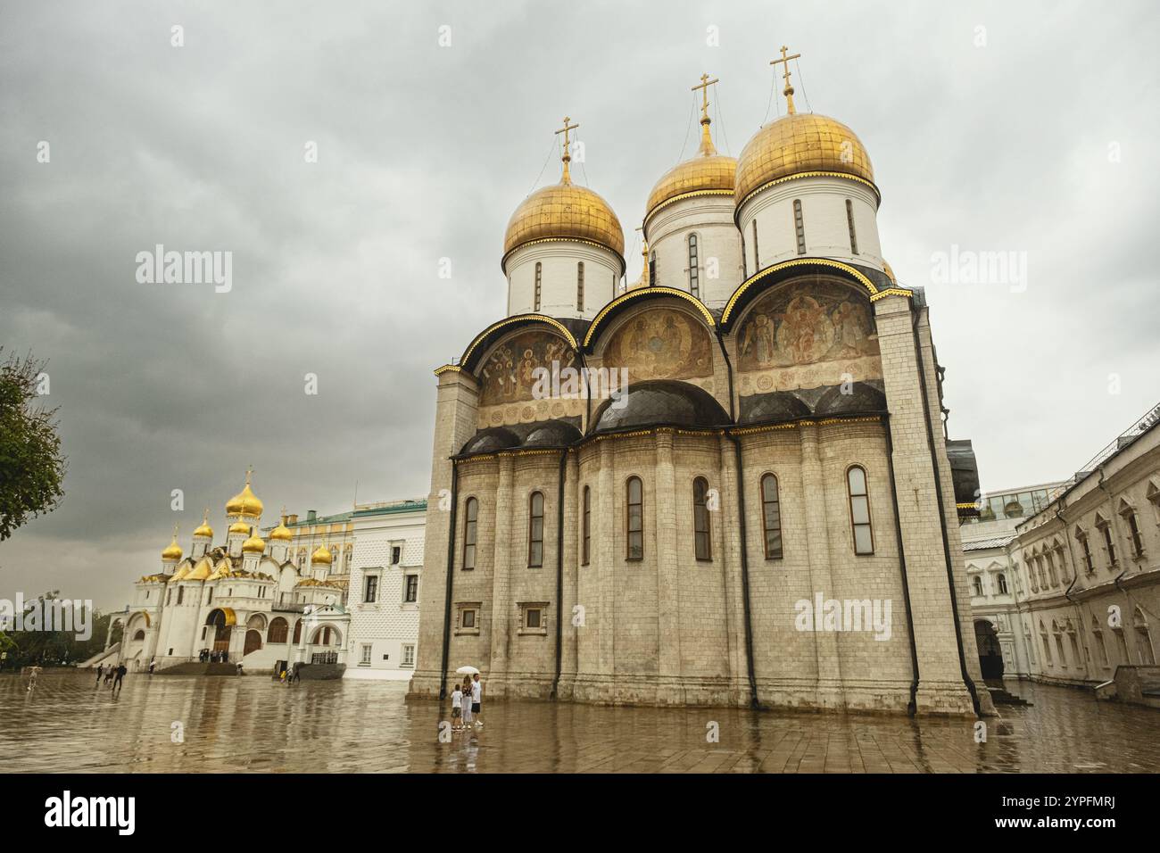 Moscow, Russia - Aug 23 2024: Photograph of the golden-domed churches ...
