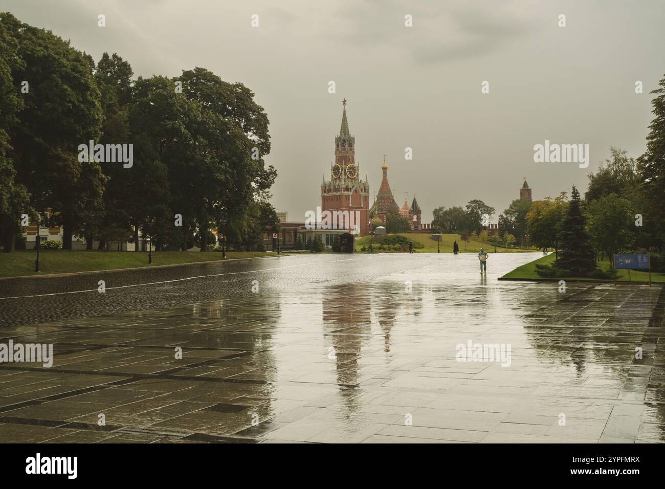 Moscow, Russia - Aug 23 2024: View of the Spasskaya Tower and its clock ...