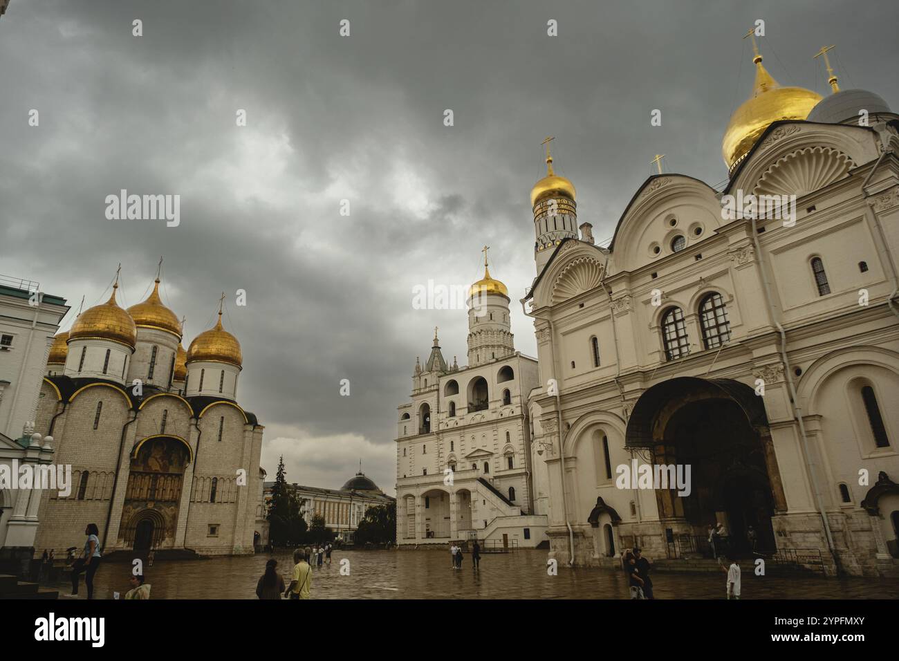 Moscow, Russia - Aug 23 2024: Photograph of the golden-domed churches ...
