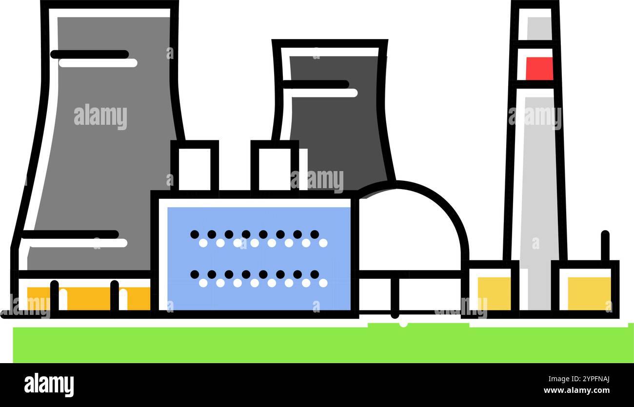 infrastructure nuclear energy color icon vector illustration Stock ...