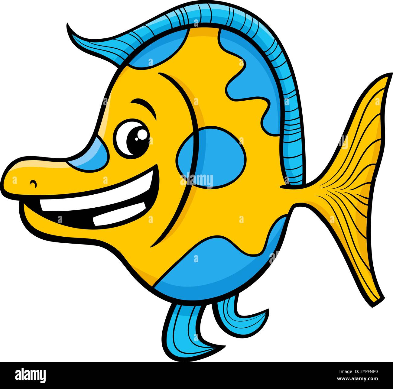 Cartoon illustration of funny tropical fish sea life animal character ...