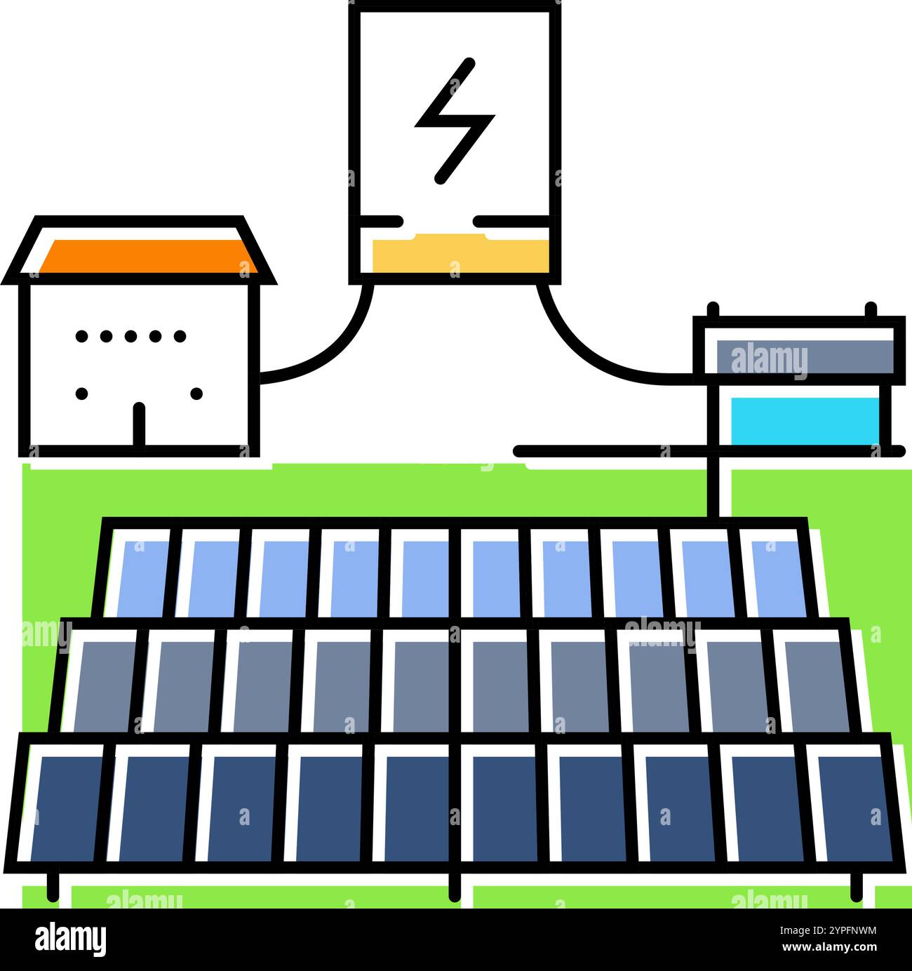 off grid solar panel color icon vector illustration Stock Vector Image ...