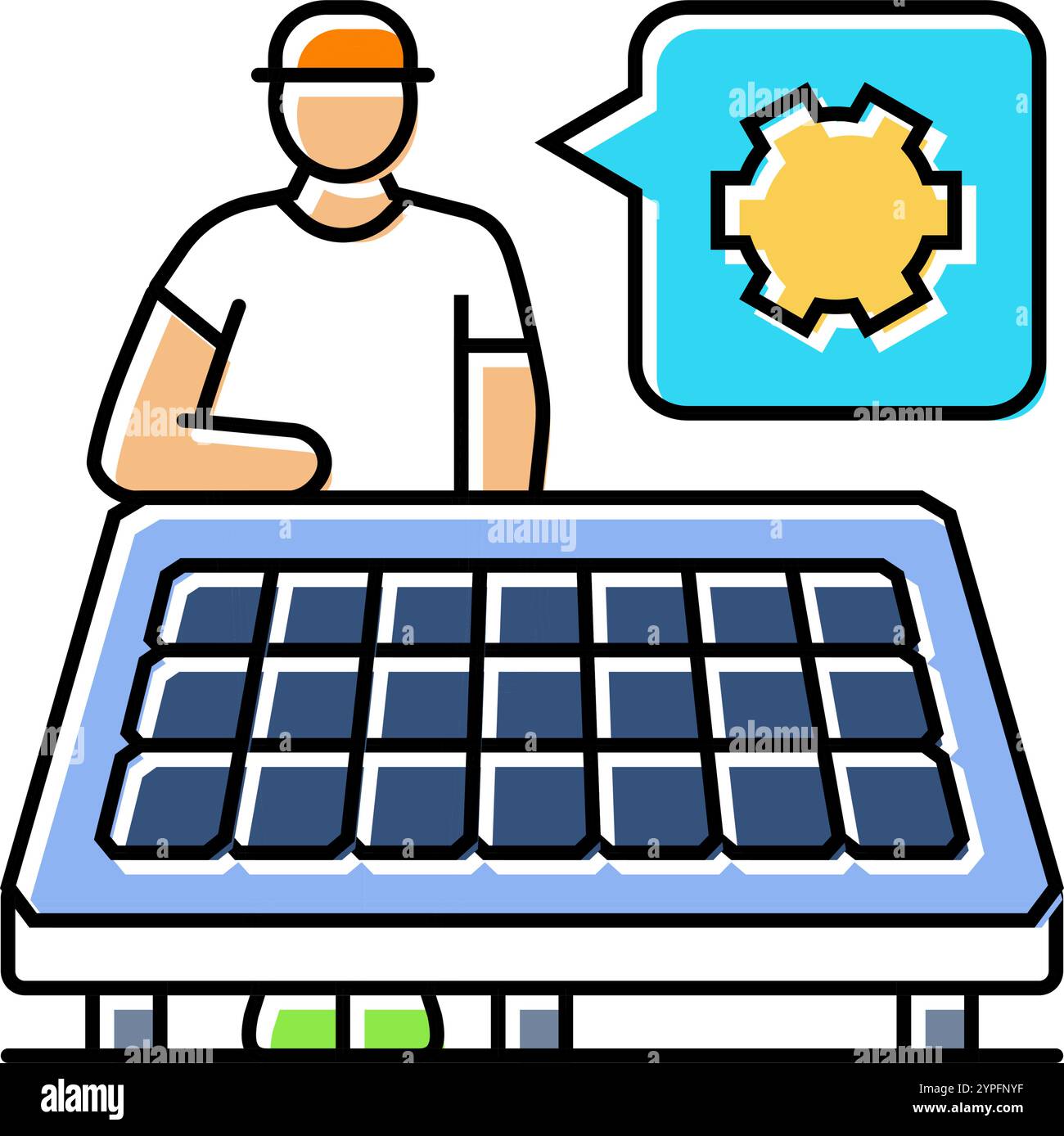 Installation solar cell roof factory Stock Vector Images - Alamy