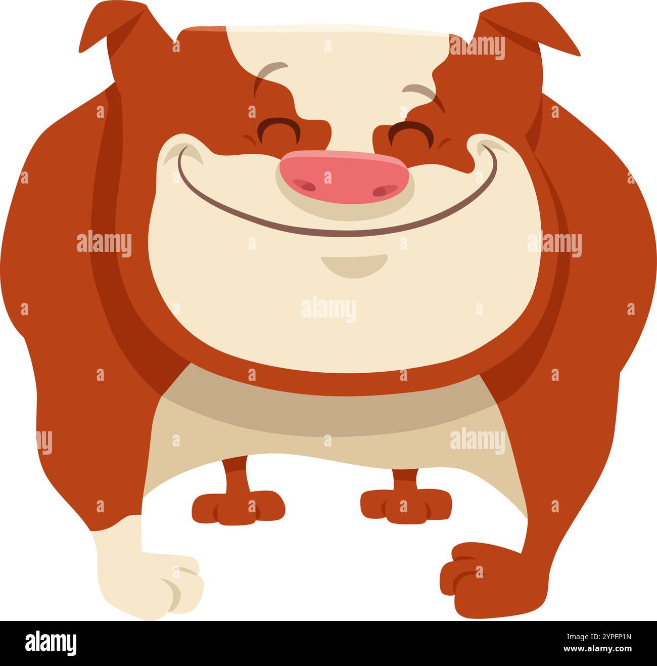 Cartoon illustration of happy bulldog dog purebred animal character ...
