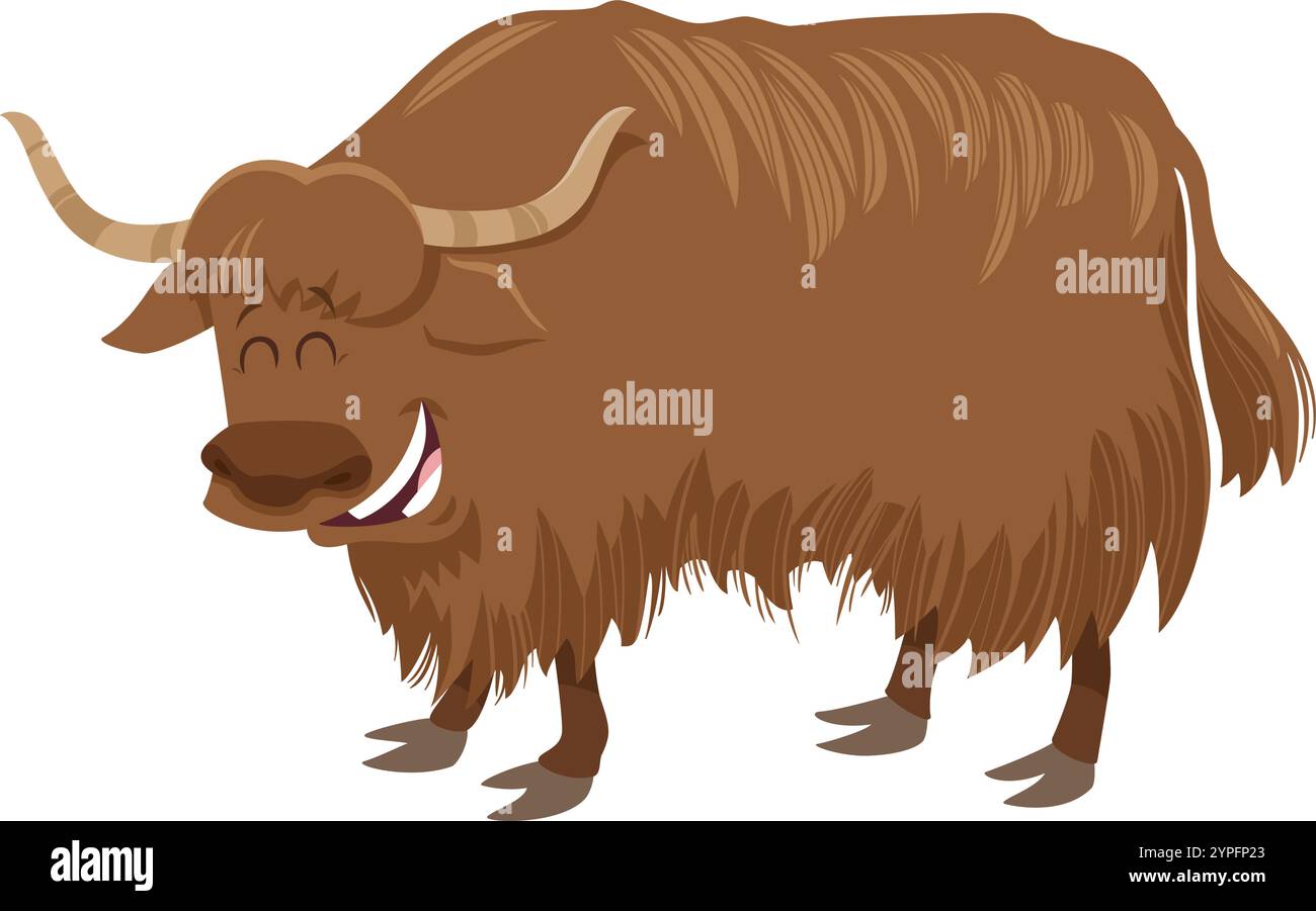 Cartoon illustration of funny yak wild animal character Stock Vector Image & Art - Alamy
