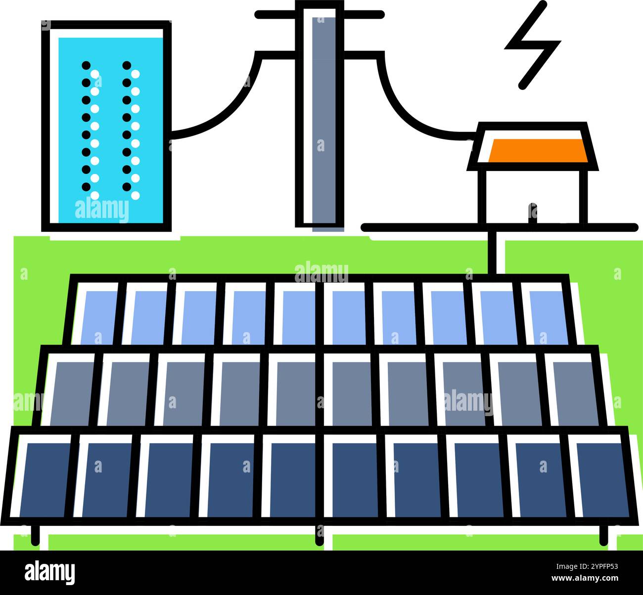 grid integration solar panel color icon vector illustration Stock ...