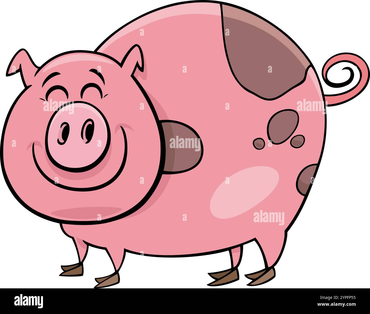 Cartoon illustration of funny spotted pig farm animal character Stock ...