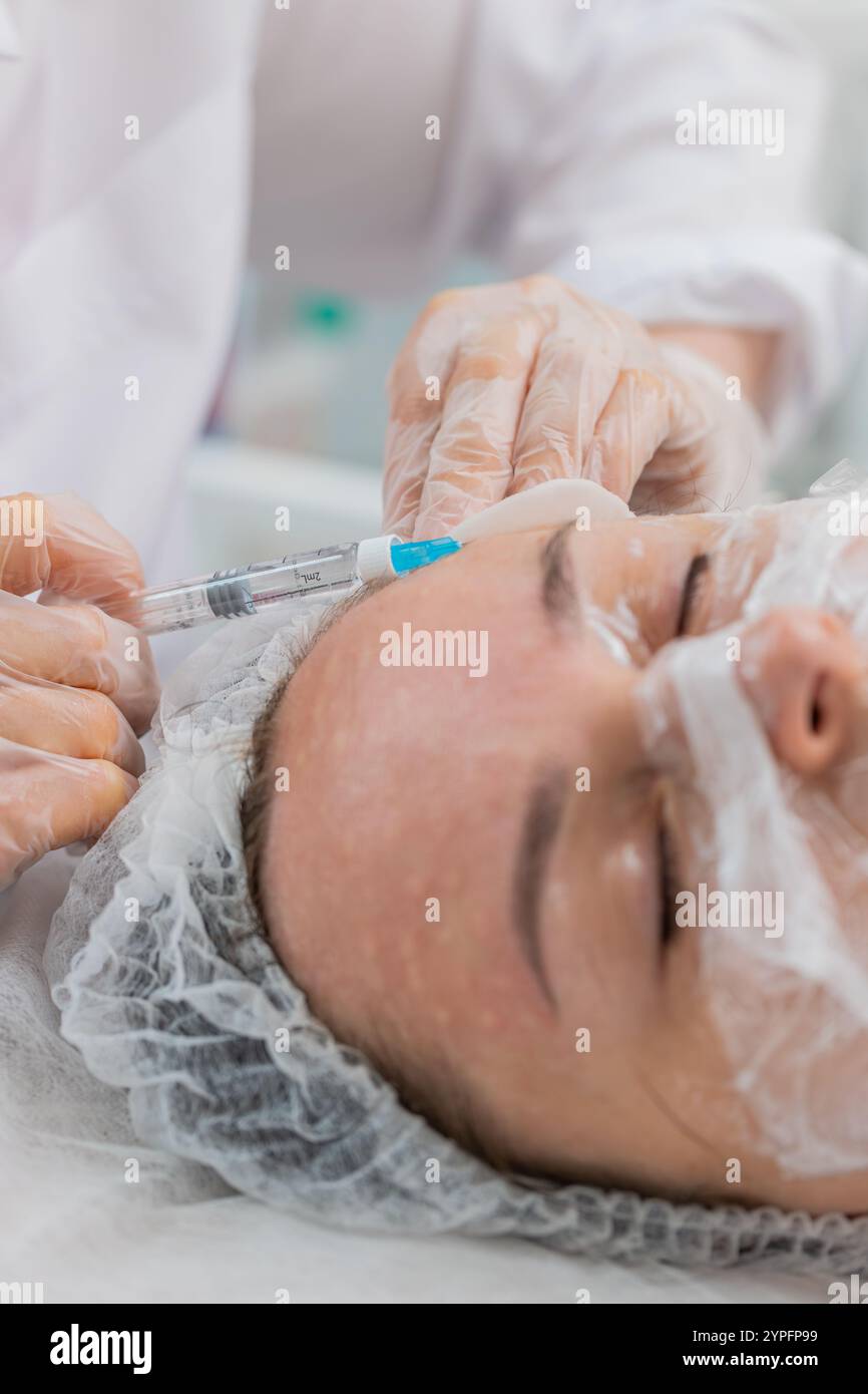 Beauty anti-aging injection biorevitalization face forehead mesotherapy ...