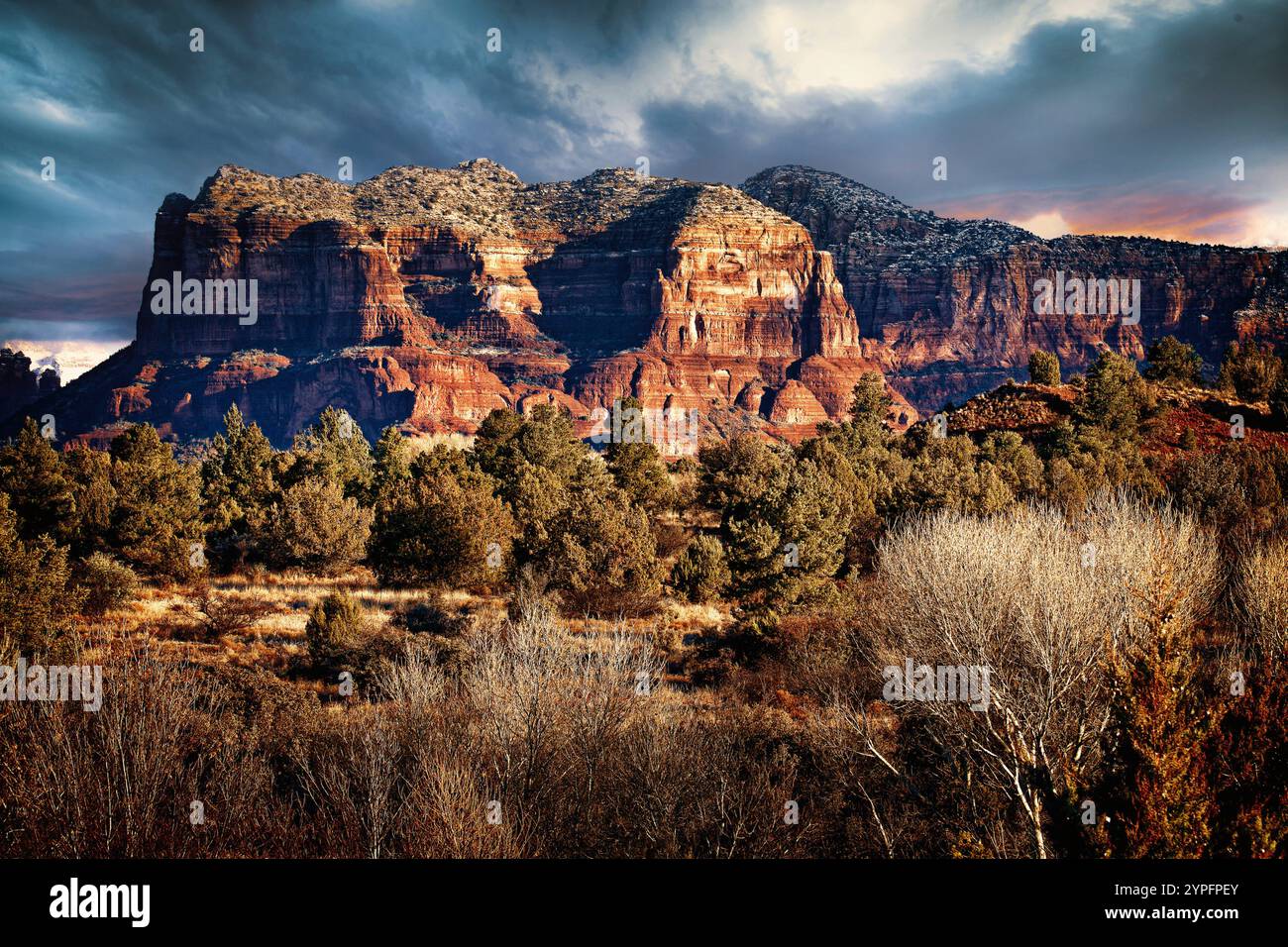Courthouse Rock in Sedona stands majestic, its red sandstone walls ...