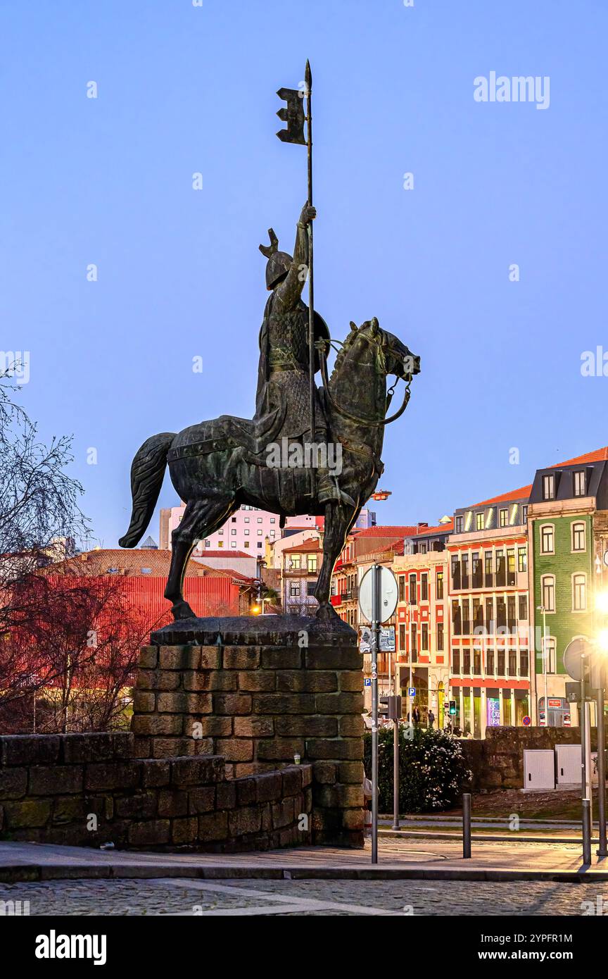 Porto, Portugal - July 28, 2024: Statue of Vimara Peres, a famous ...