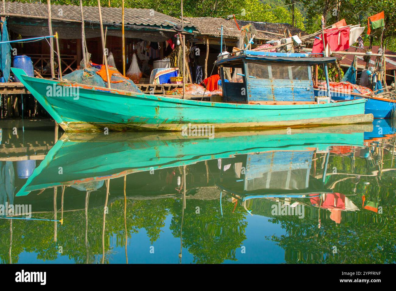 bamboo huts at fishermans village Kalak Khok at the island of Koh Chang ...