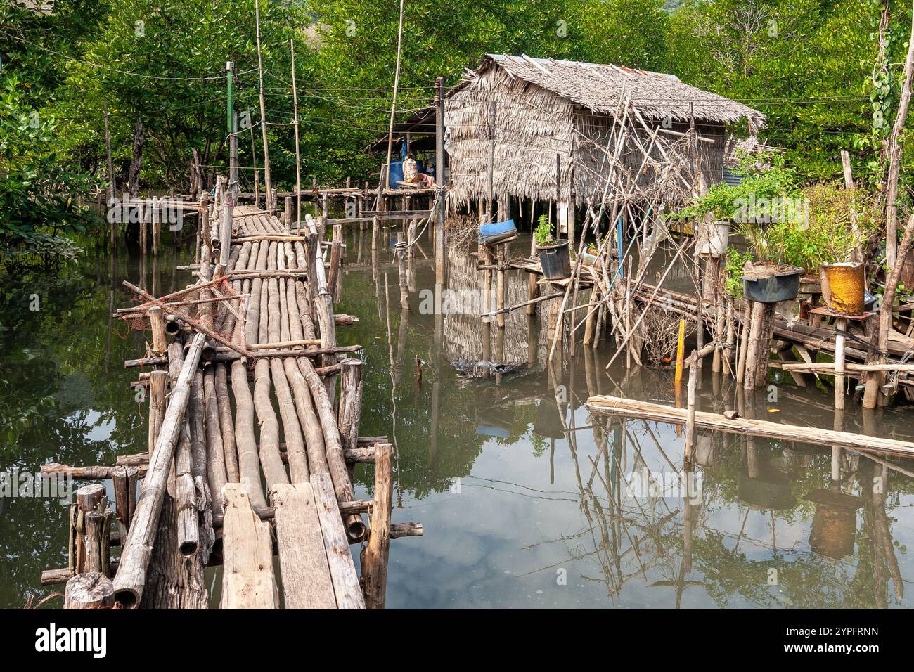 bamboo huts at fishermans village Kalak Khok at the island of Koh Chang ...