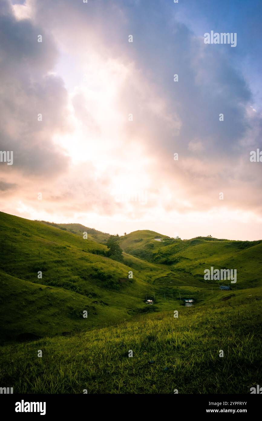 Golden sunrise in the mountains. Portrait. Cabaliwan Peak, Romblon ...