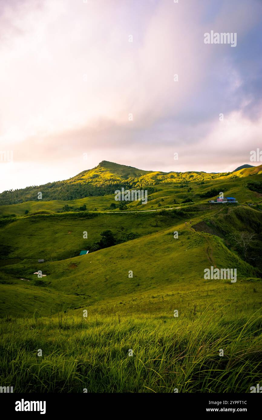 Golden sunrise in the mountains. Portrait. Cabaliwan Peak, Romblon ...