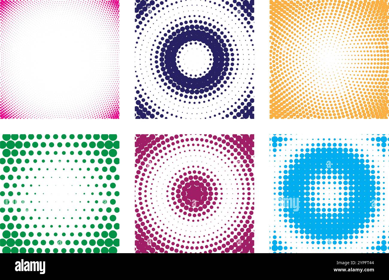 collection of six vibrant halftone background patterns in various ...