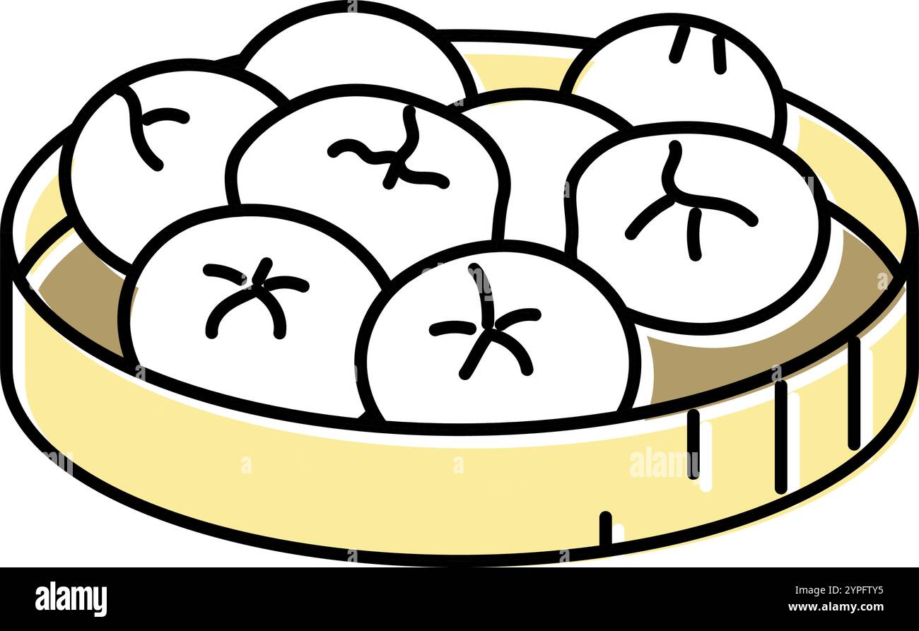steamed buns chinese cuisine color icon vector illustration Stock ...